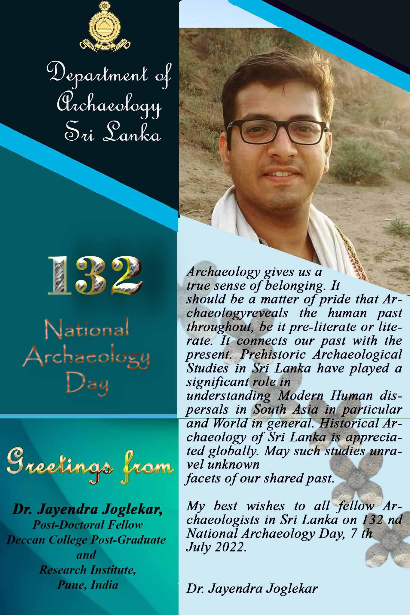 Greetings from Dr. Jayendra Joglekar - Archaeology
